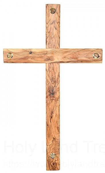 Unique 30 Inch Carved Olive Wood Church Wall Cross | Brown, 1 Cross